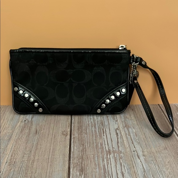 Coach | Bags | Coach Black Studded Wristlet | Poshmark